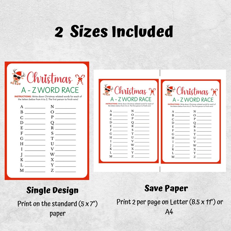 Christmas Games, A to Z Word Race, Christmas Party Games, Christmas ...