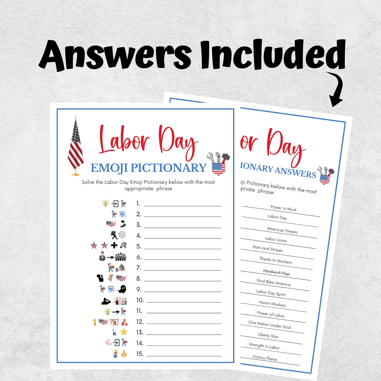 Labor Day Emoji Pictionary, Labor Day Games, Labor Day Party Games ...