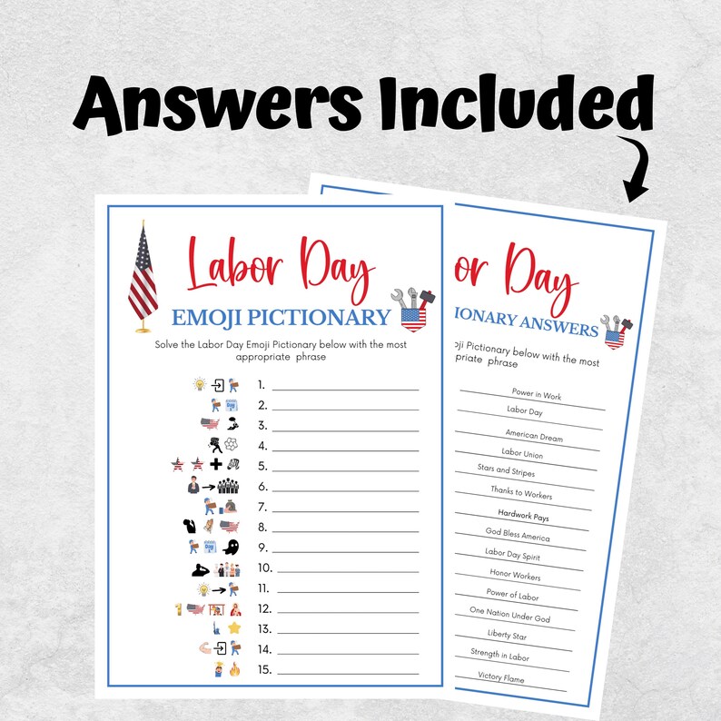 Labor Day Emoji Pictionary, Labor Day Games, Labor Day Party Games ...