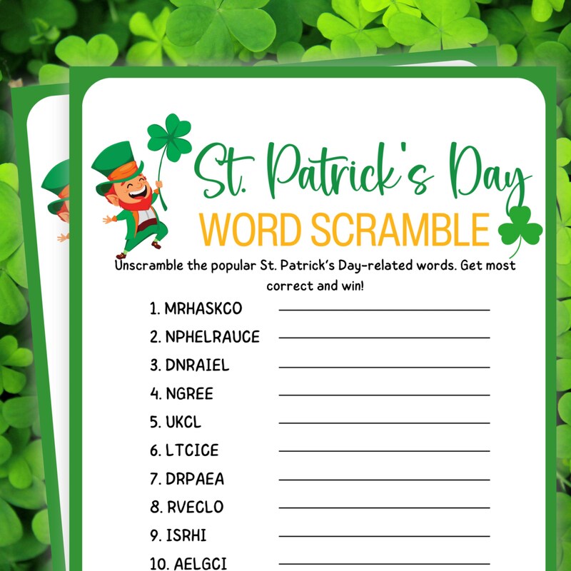 St Patricks Day Word Scramble - Etsy