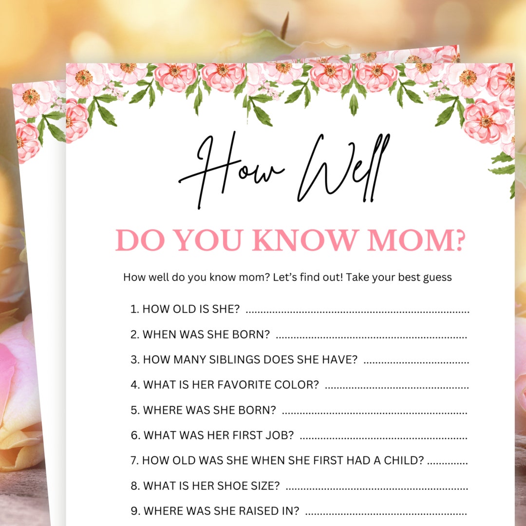 Mothers Day Games, How Well Do You Know Mother, Guess Who Knows Mom ...