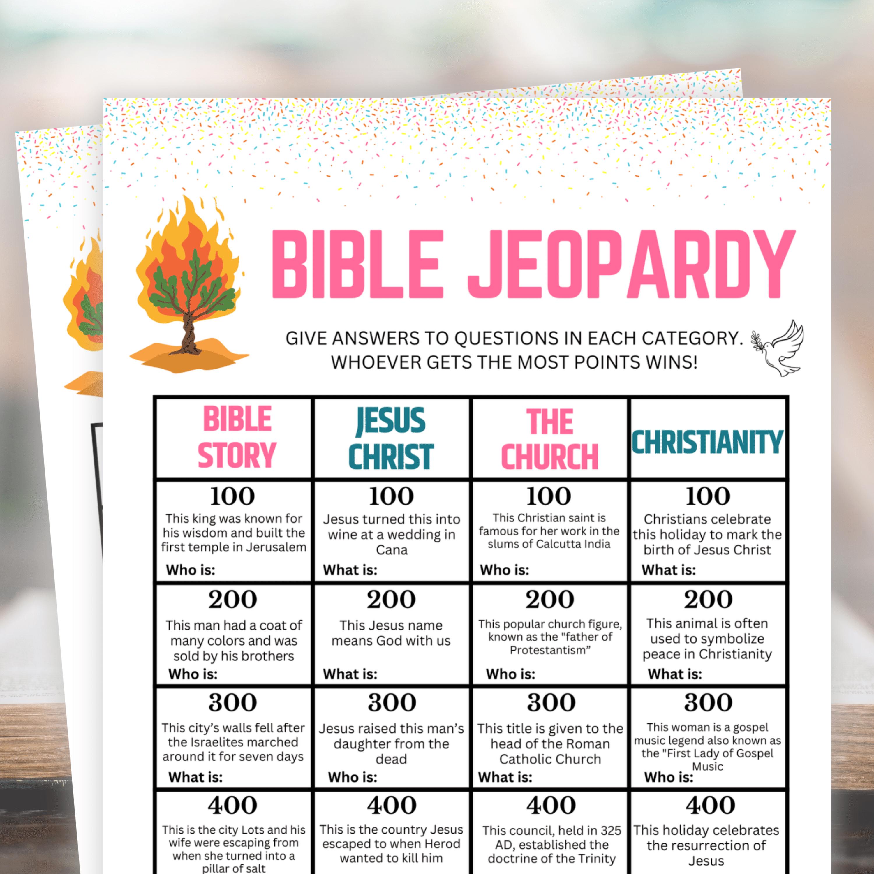Bible Jeopardy, Bible Games, Womens Ministry Games, Bible Games for ...