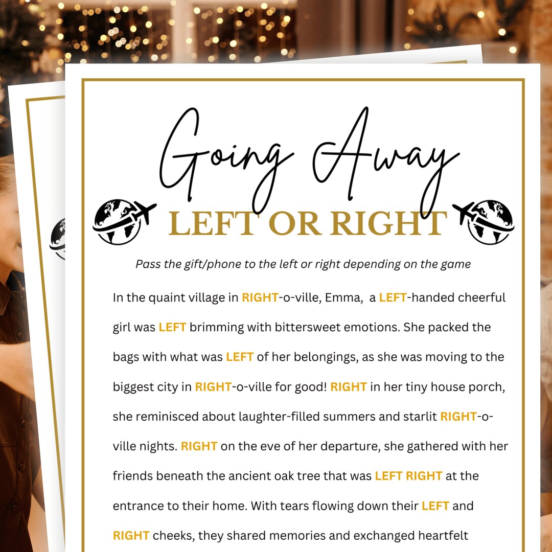 Going Away Party Games, Left or Right, Going Away Games, Farewell ...