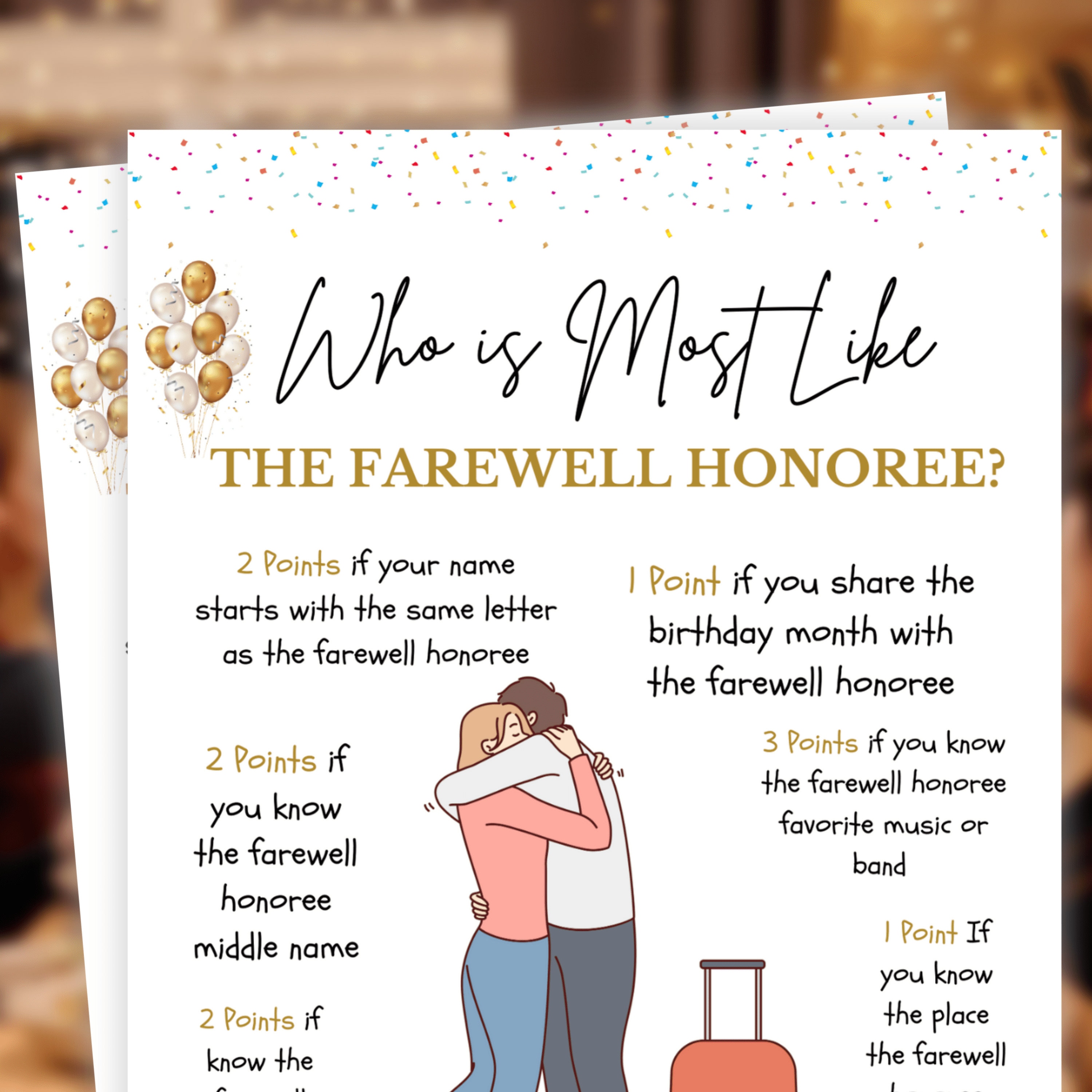 Farewell Party Games, Who is Most Like the Farewell Honoree?, Farewell ...