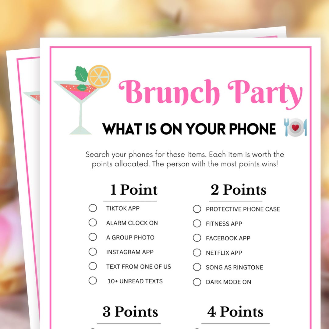 Brunch Party Games, What is on Your Phone, Brunch Games, Birthday ...