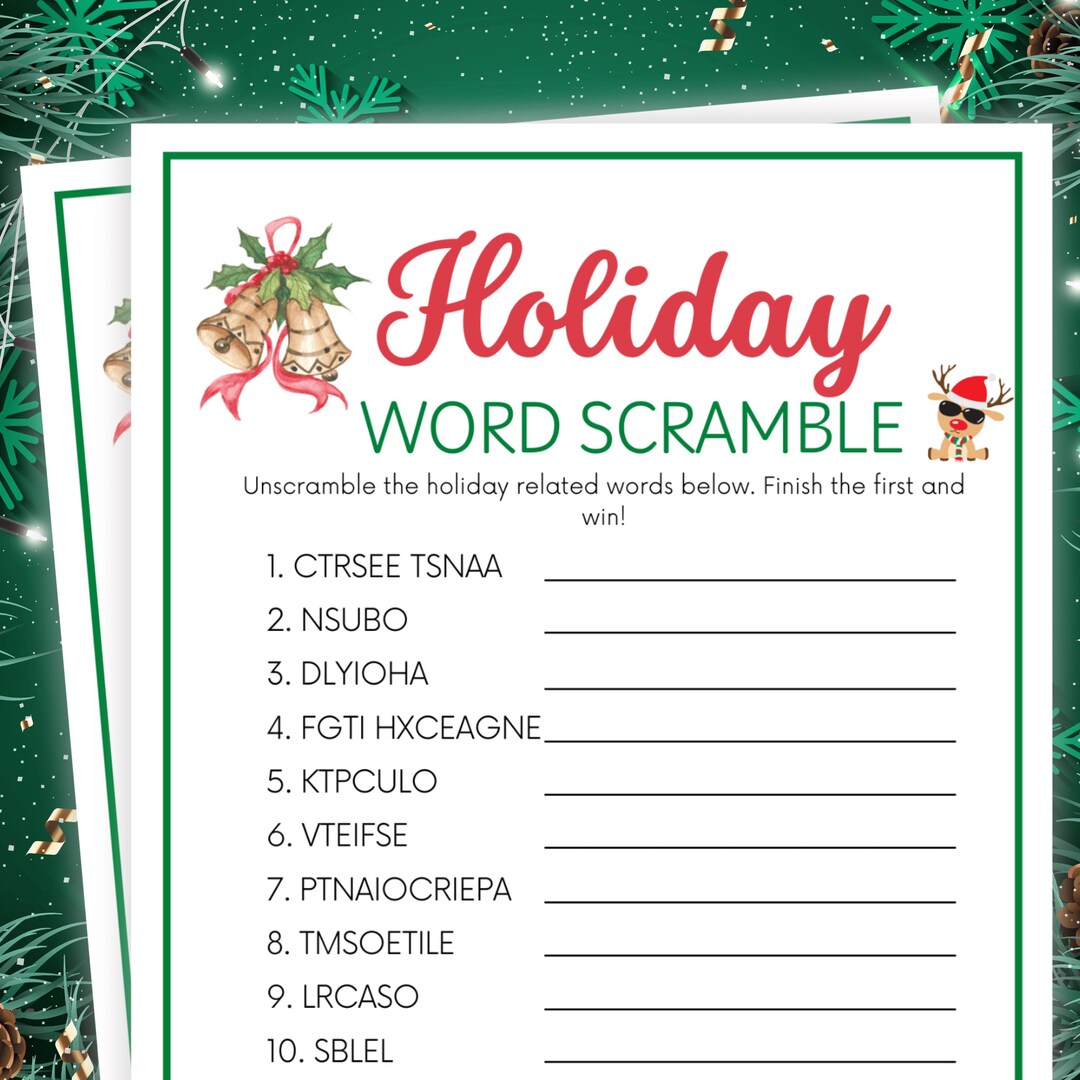Holiday Games, Word Scramble, Christmas Games, New Year Games ...