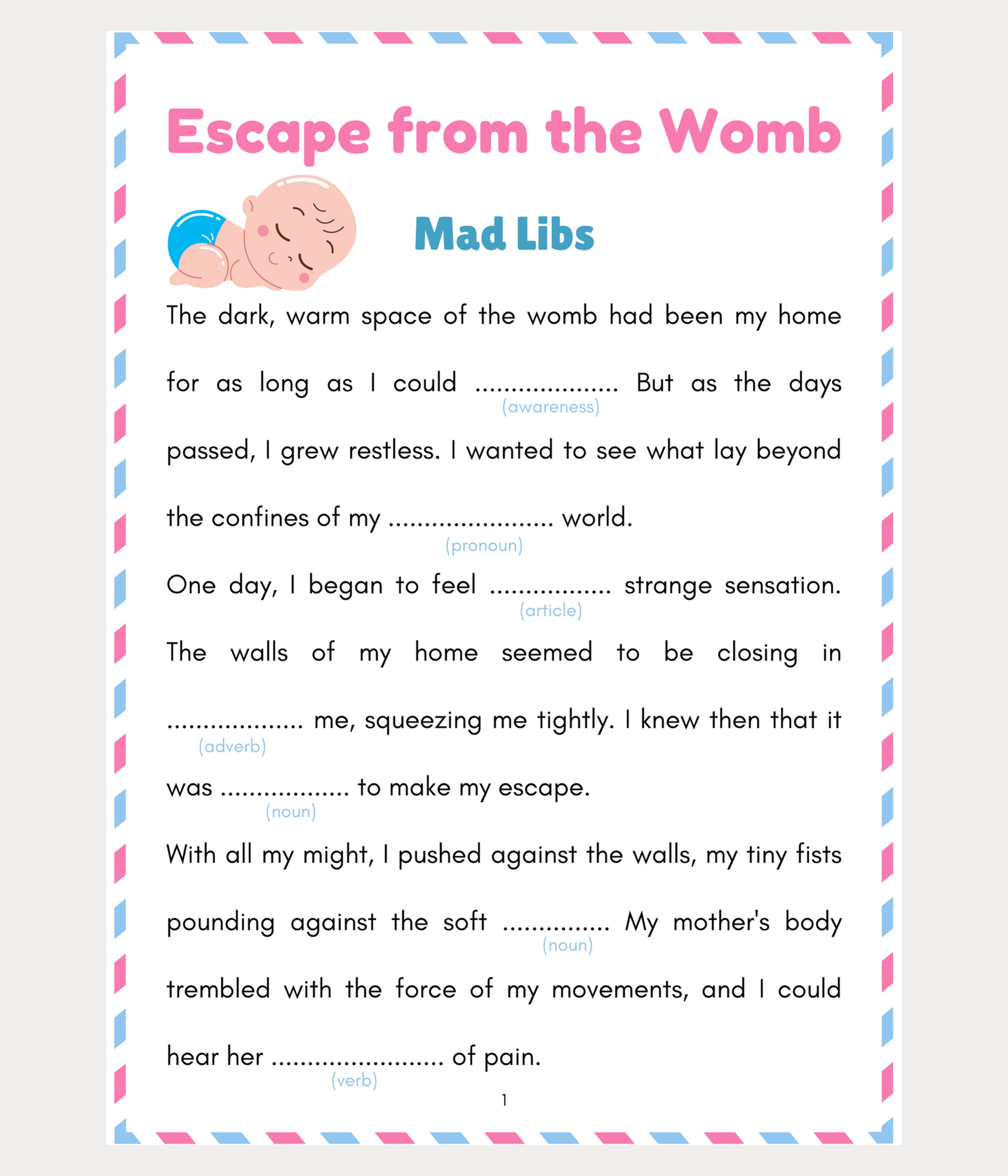 Mad Libs, Baby Shower Games, Baby Shower Mad Libs, Gender Reveal Party ...