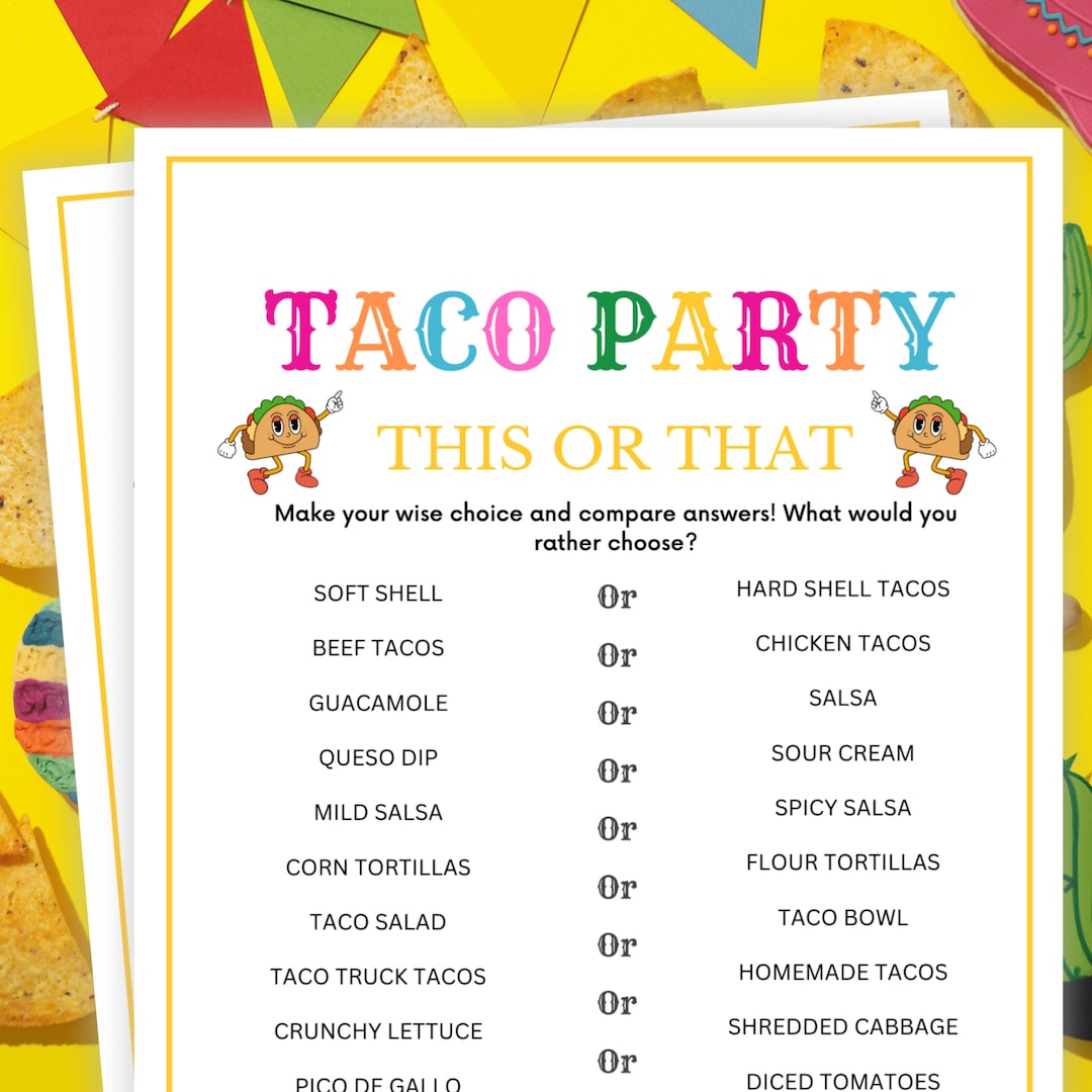Taco Party Games, This or That, Taco Games, Taco Tuesday Games, Taco ...