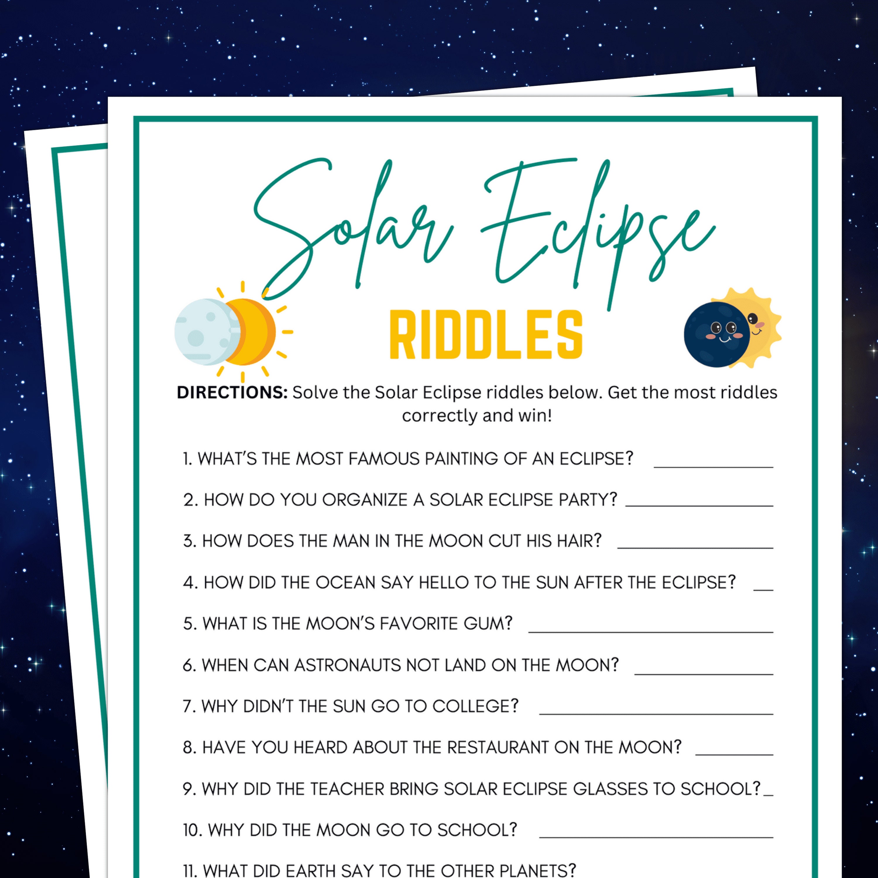 Solar Eclipse Games, Riddles, Solar Eclipse Party Games, Party Games ...