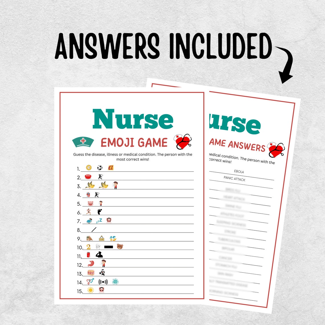 Nurse Games, Nurse Emoji Pictionary, Nurse Party Games, Nurse ...
