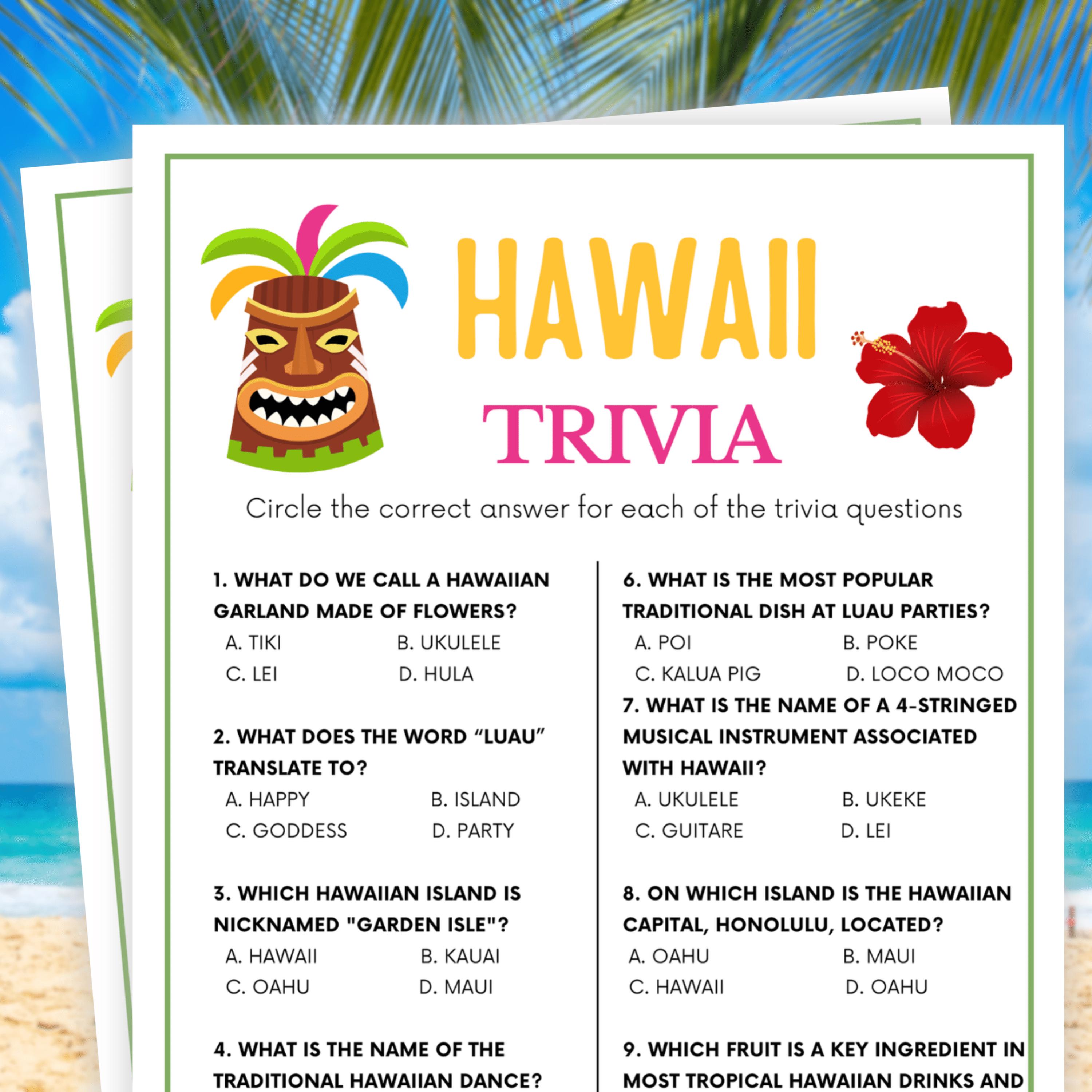 Luau Games, Hawaiia Trivia, Luau Party Games, Hawaiian Party Games ...