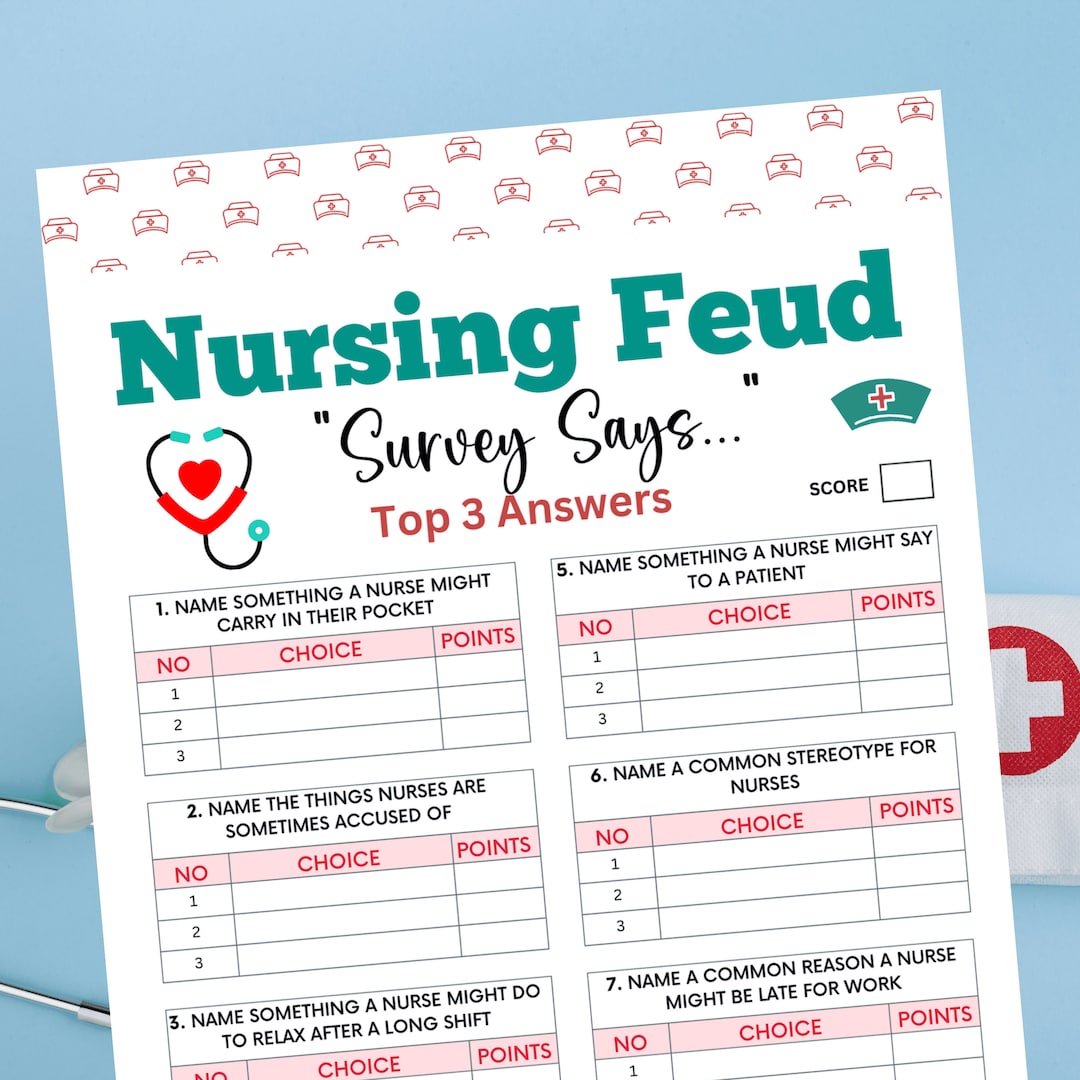 Nursing Family Feud, Nurse Games, Nurse Party Games, Nurse Graduation ...
