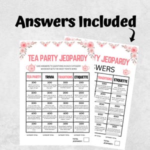 Tea Party Games, Jeopardy, Tea Party Trivia, Ladies Tea Party Games ...