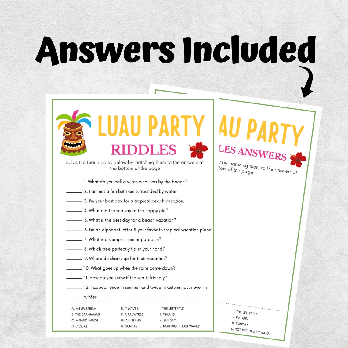 Luau Party Games, Luau Riddles, Luau Games, Luau Birthday Party Games ...