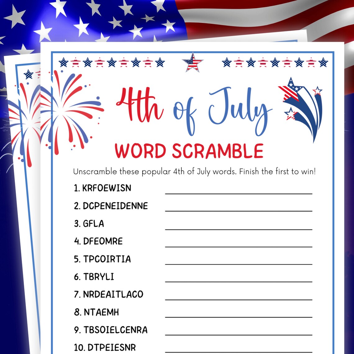 4th of July Games, Word Scramble, Independence Day Games, Patriotic ...