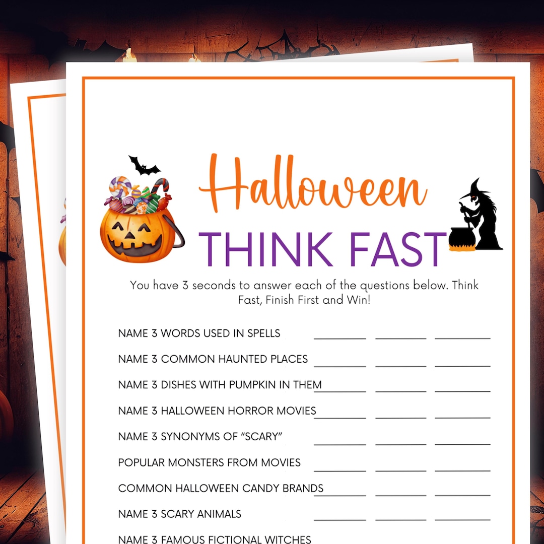 Halloween Games, Think Fast, Halloween Party Games, Halloween Activity ...
