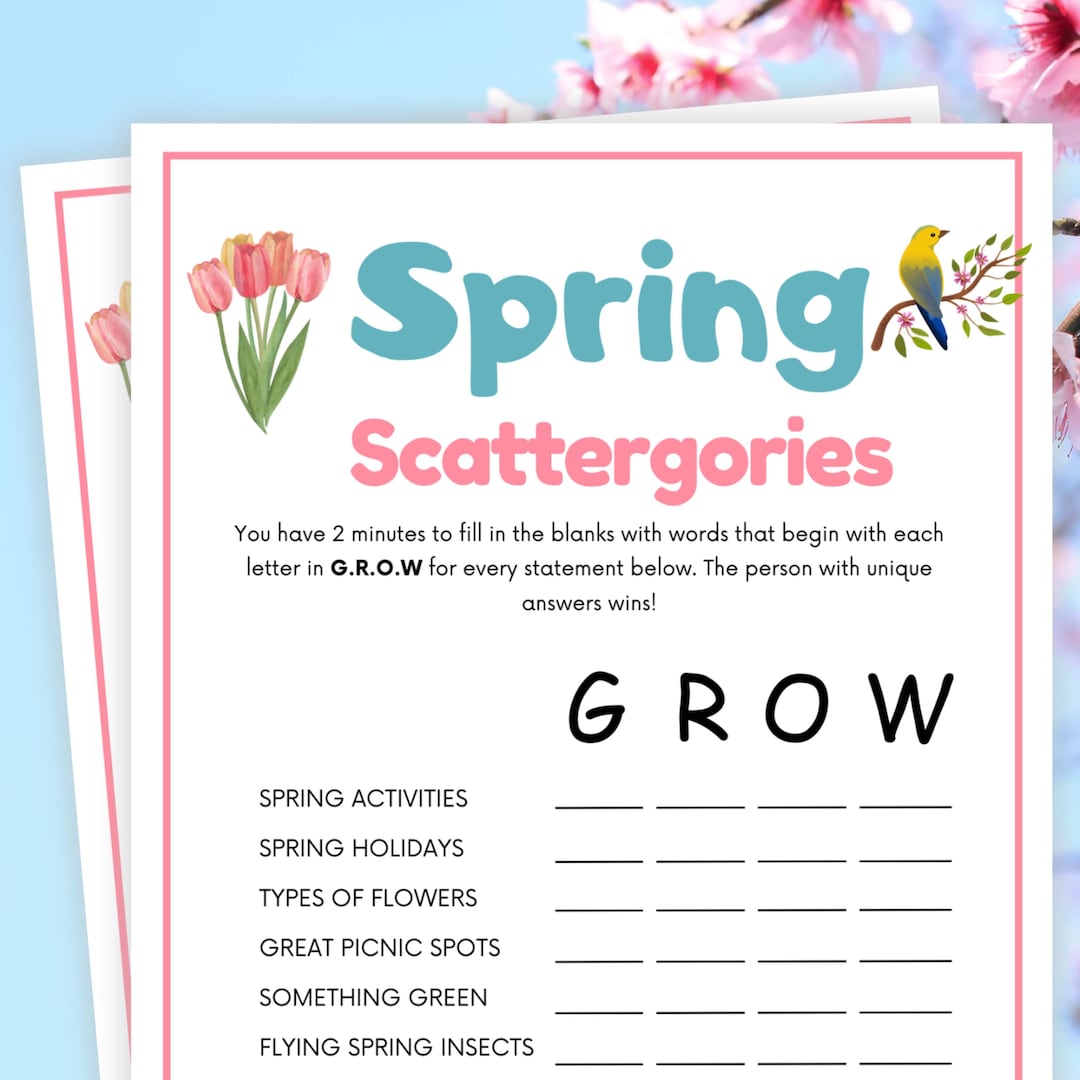 Spring Games, Scattergories, Spring Party Games, Spring Games for Kids ...
