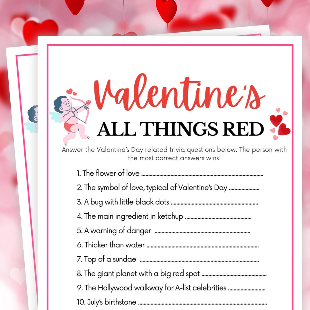 All Things Red Trivia, Games for Couples, Valentines Day Games, Brunch ...