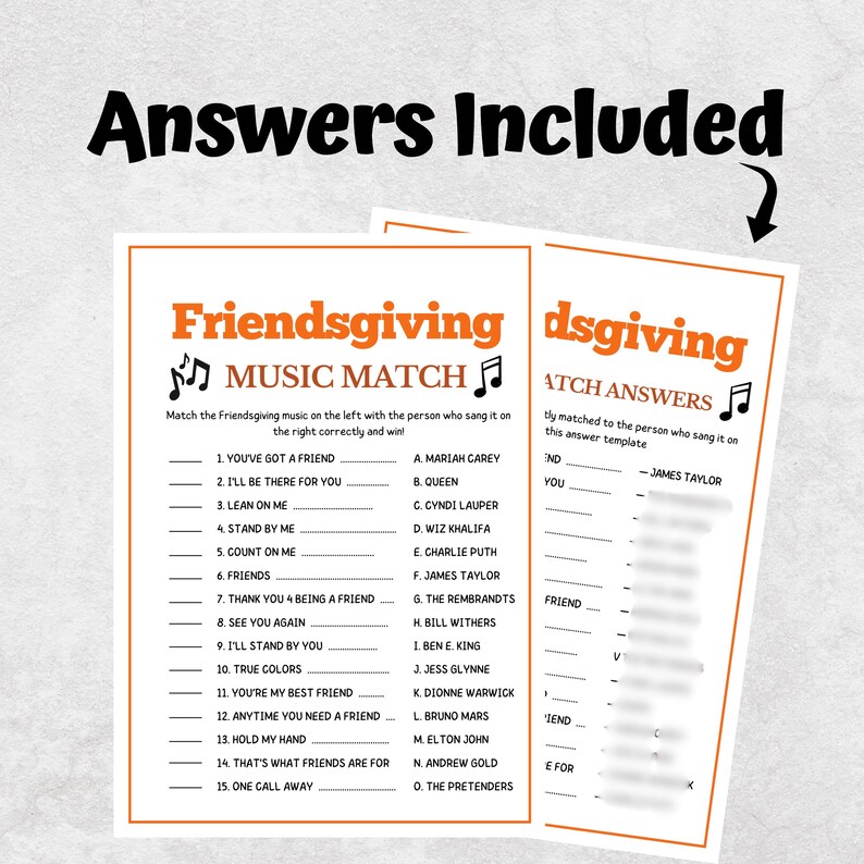 Friendsgiving Games, Music Match Up, Friendsgiving Party Games ...