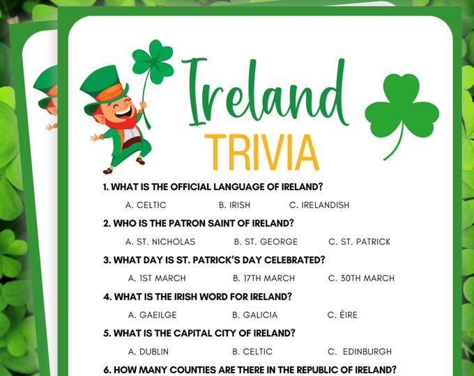 St. Patrick's Day Green Color Match up Game, Printable Senior Trivia ...