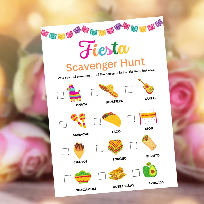 Fiesta Party Games, Scavenger Hunt, Fiesta Games for Birthday, Baby ...