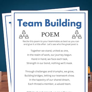 Team Building Games, Poem, Party Games for Teammates, Workmates ...