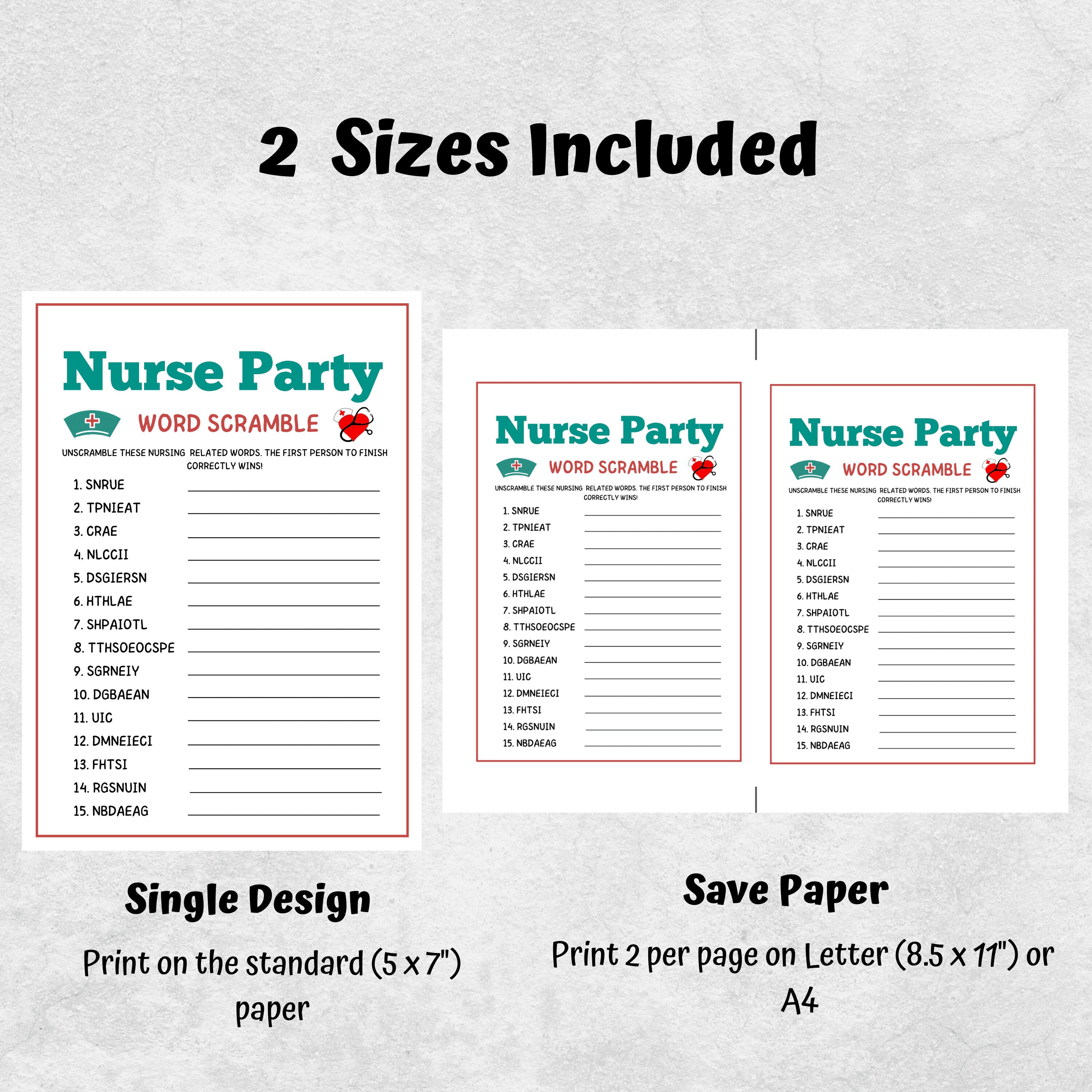 Nurse Party Games, Word Scramble, Nurse Games, Medical Games, Doctors ...