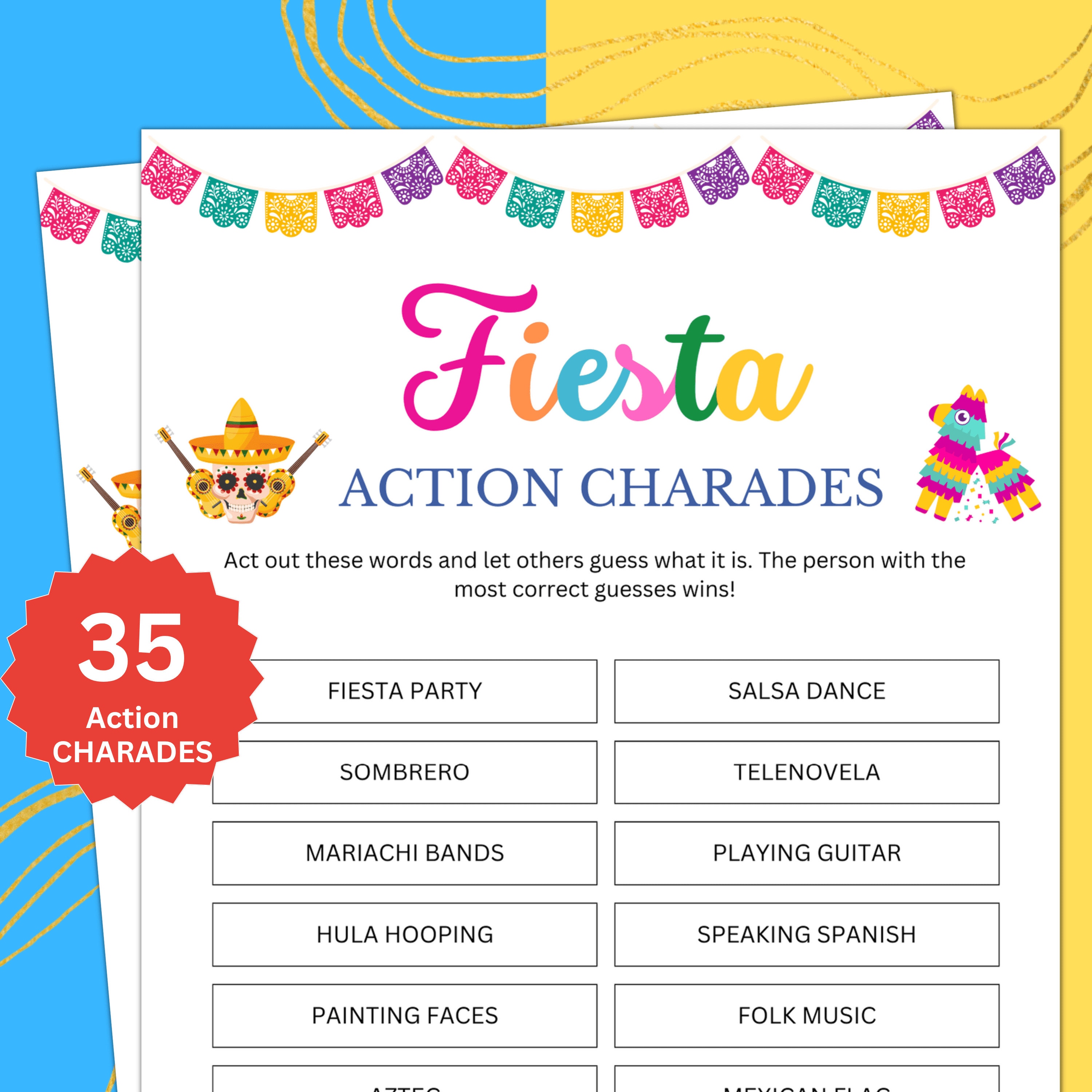 Fiesta Party Games, Action Charades, Fiesta Games for Classroom, Kids ...
