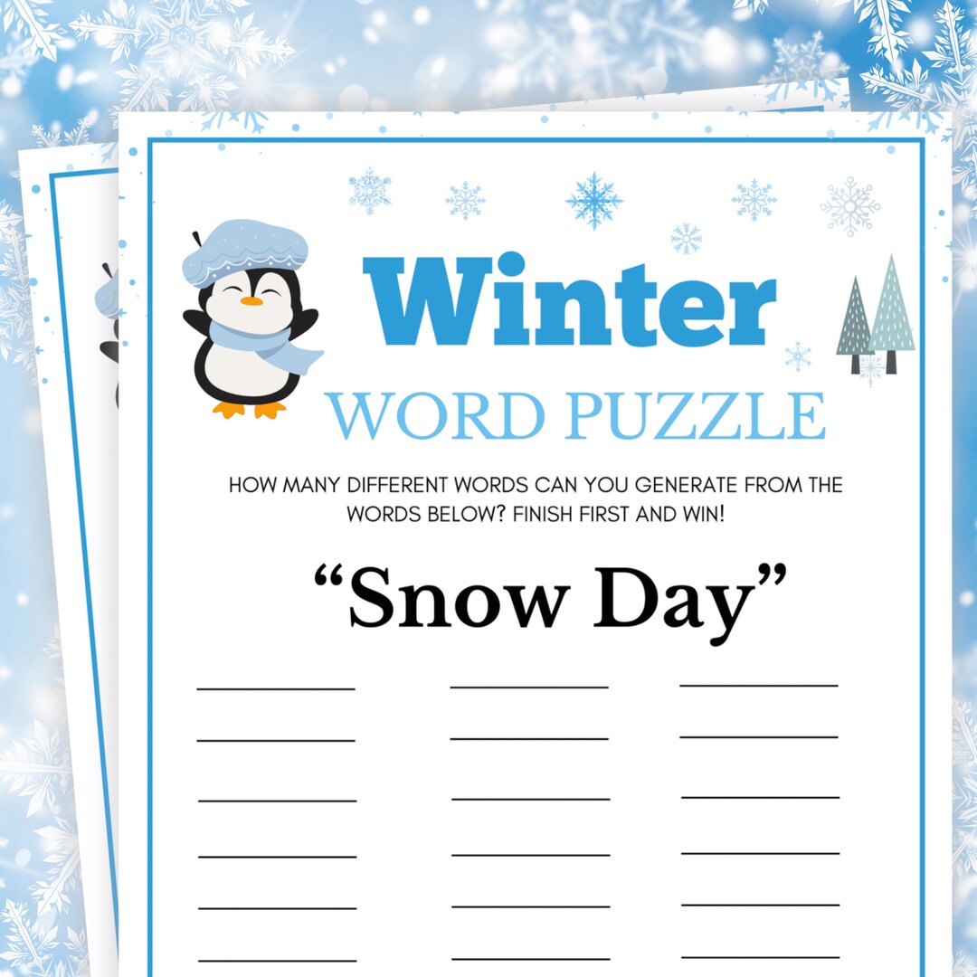 Winter Games, Word Puzzle, Snow Day, Winter Party Game, Winter Class ...