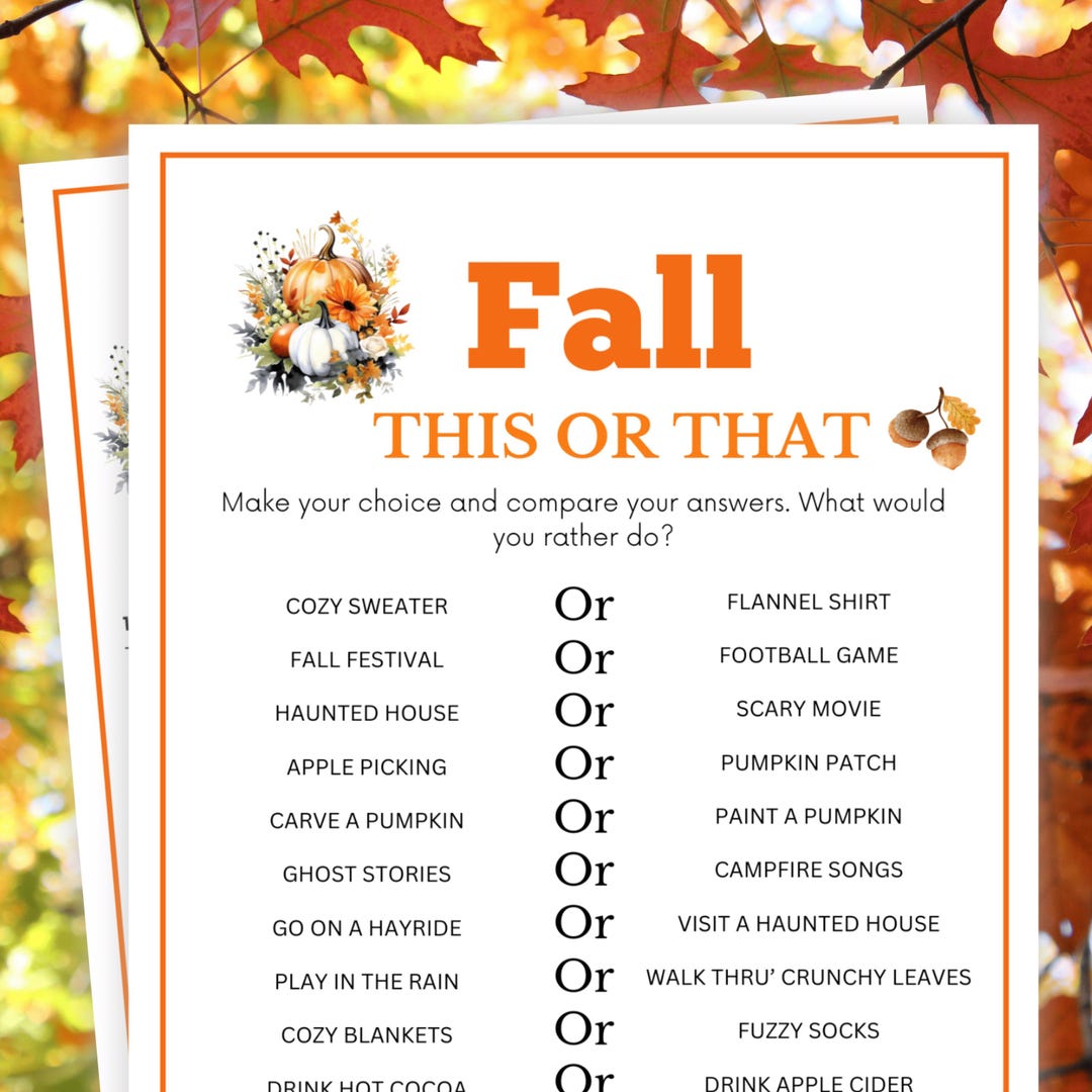 Fall Games, This or That, Fall Games for Kids and Adults, Autumn Games ...