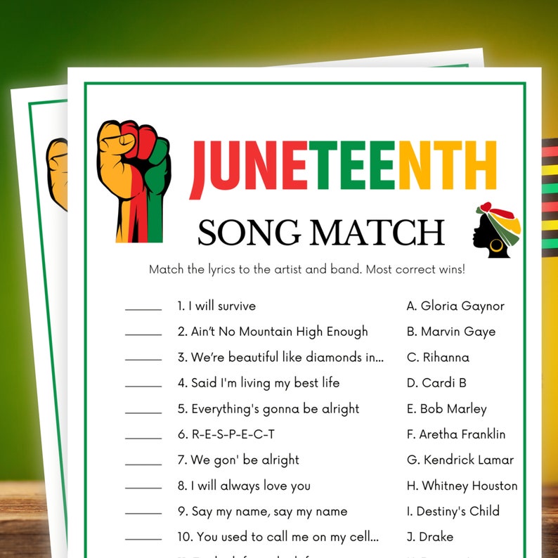 Juneteenth Games, Juneteenth Song Match Up, Black History Games ...