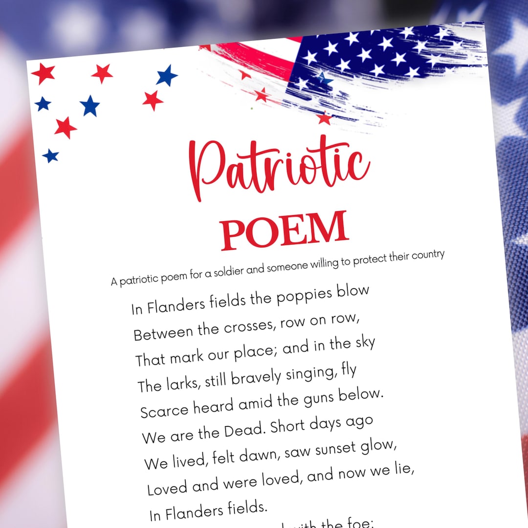 Patriotic Poem, Printable Patriotic Poem for Family and Friends ...