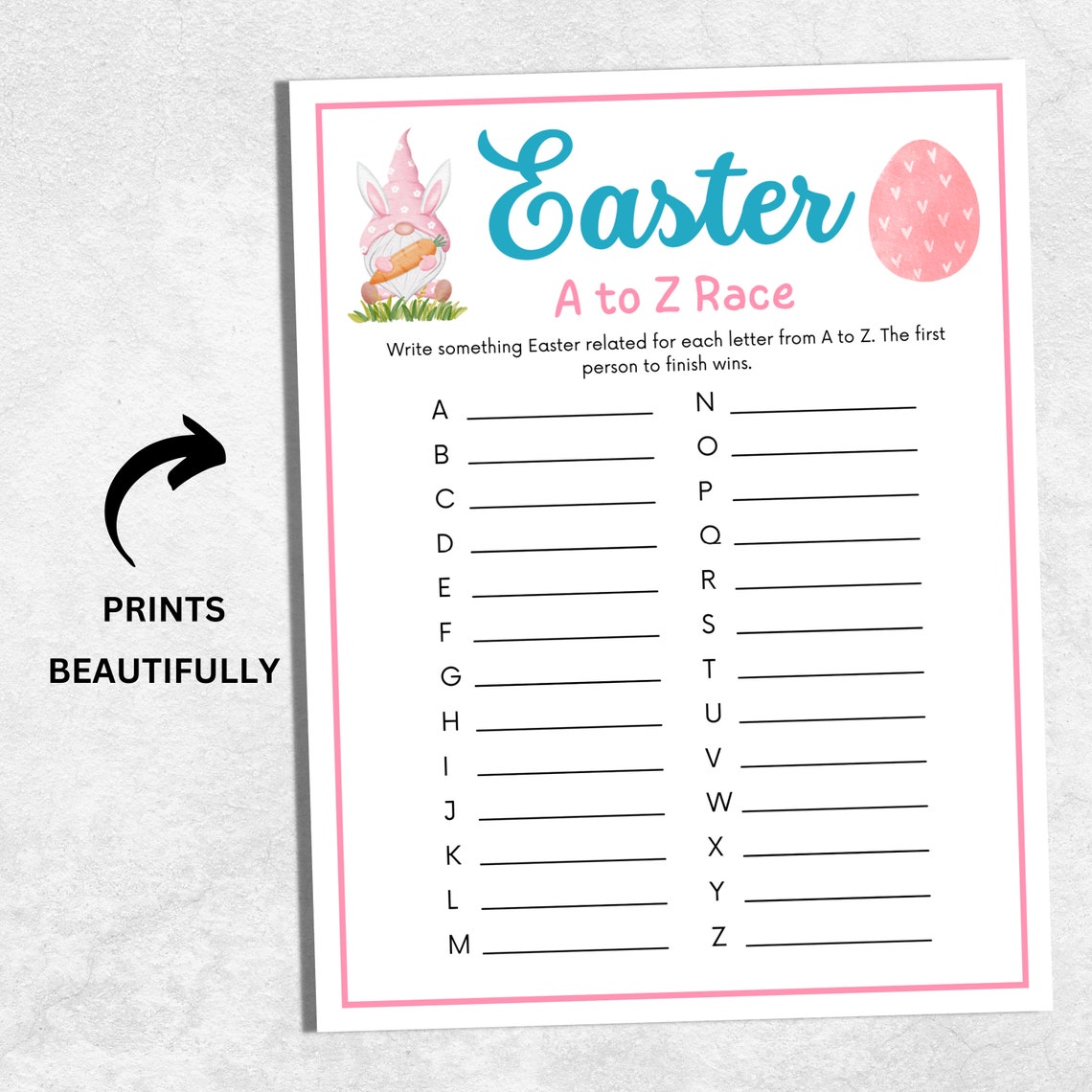 Easter Games, Easter A to Z Word Race, Printable A-Z Race, Easter ...