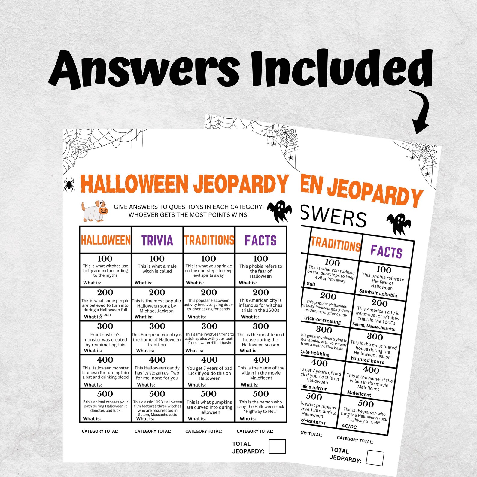 Halloween Games, Jeopardy, Halloween Trivia, Halloween Party Games ...