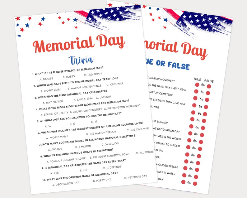 Memorial Day Games, Memorial Day Games for Kids and Adults, Memorial ...