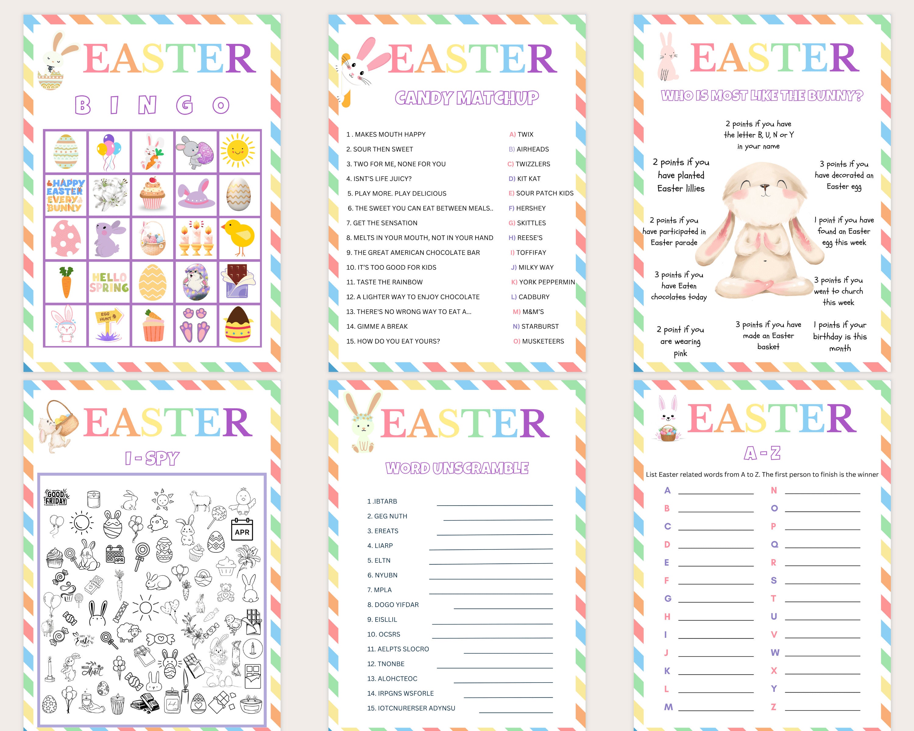 Easter Games, Easter Games Bundle, Printable Easter Games, Party Games ...