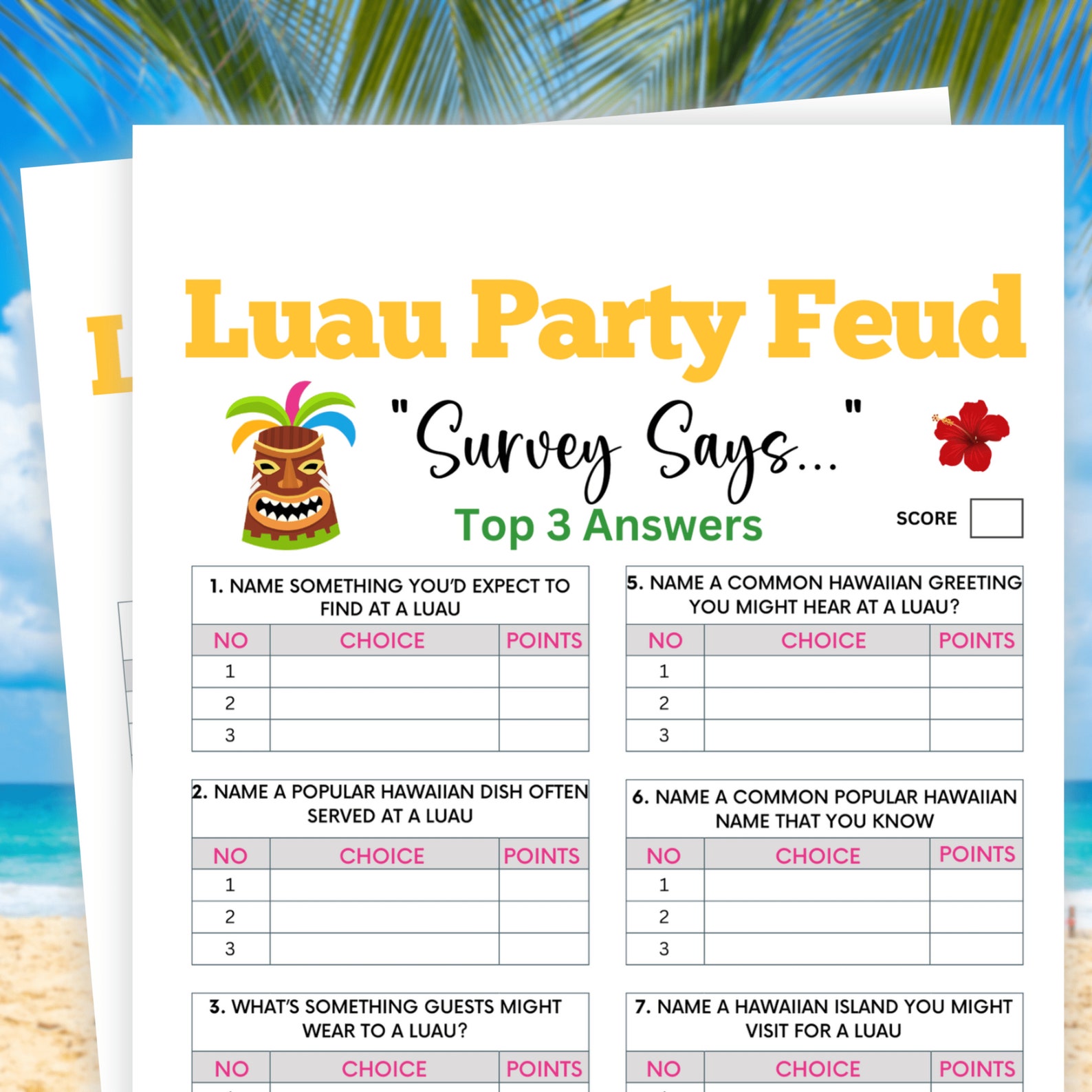 Luau Trivia, Luau Party Feud, Luau Party Games, Aloha Party Games ...