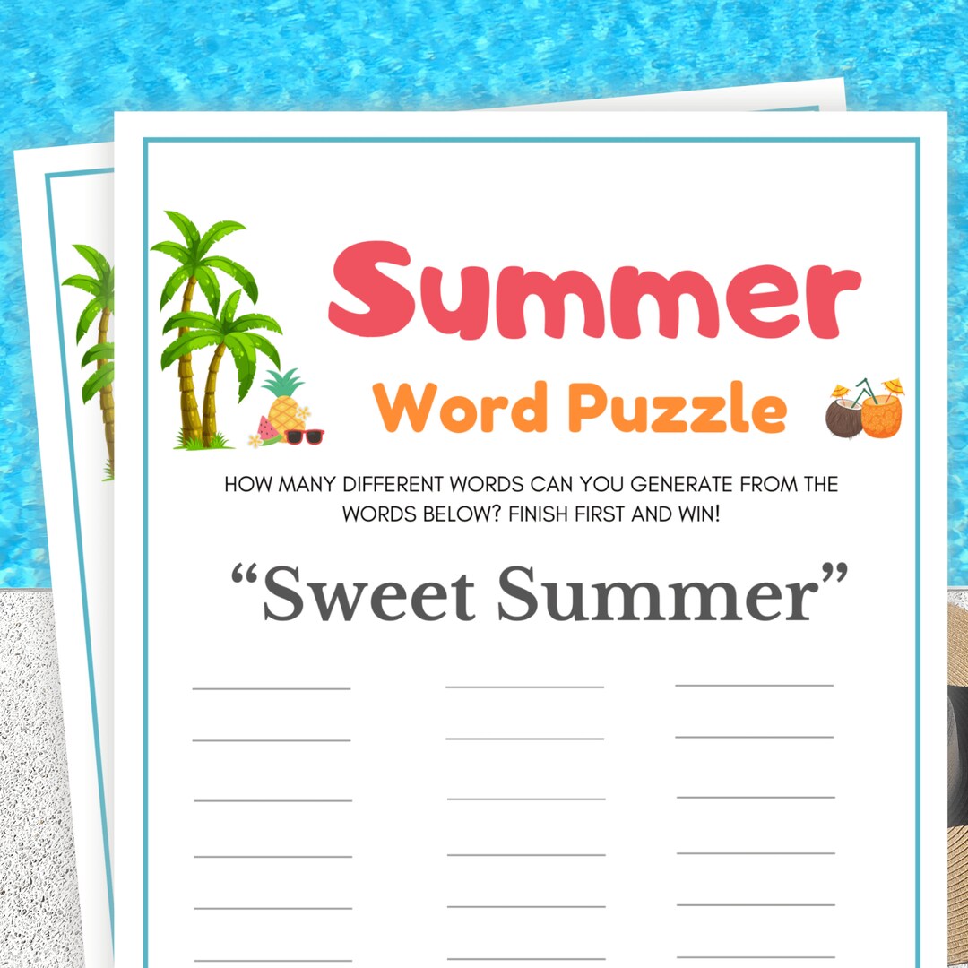 Summer Games, Word Puzzle, Summer Party Games, Summer Birthday Games ...
