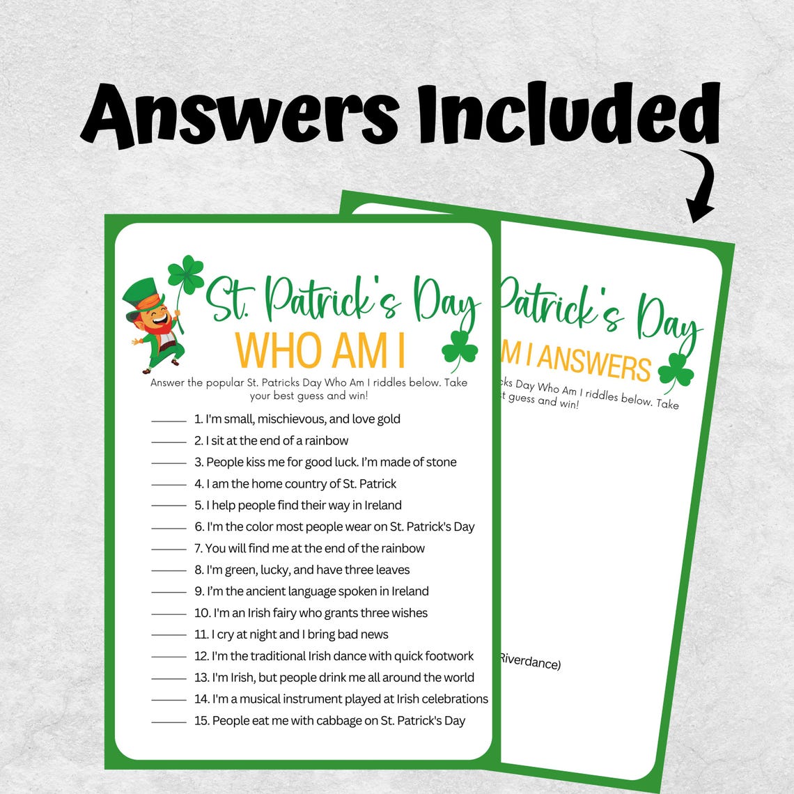 St Patricks Day Trivia, St Patricks Day Who Am I Riddles, St. Patrick's ...