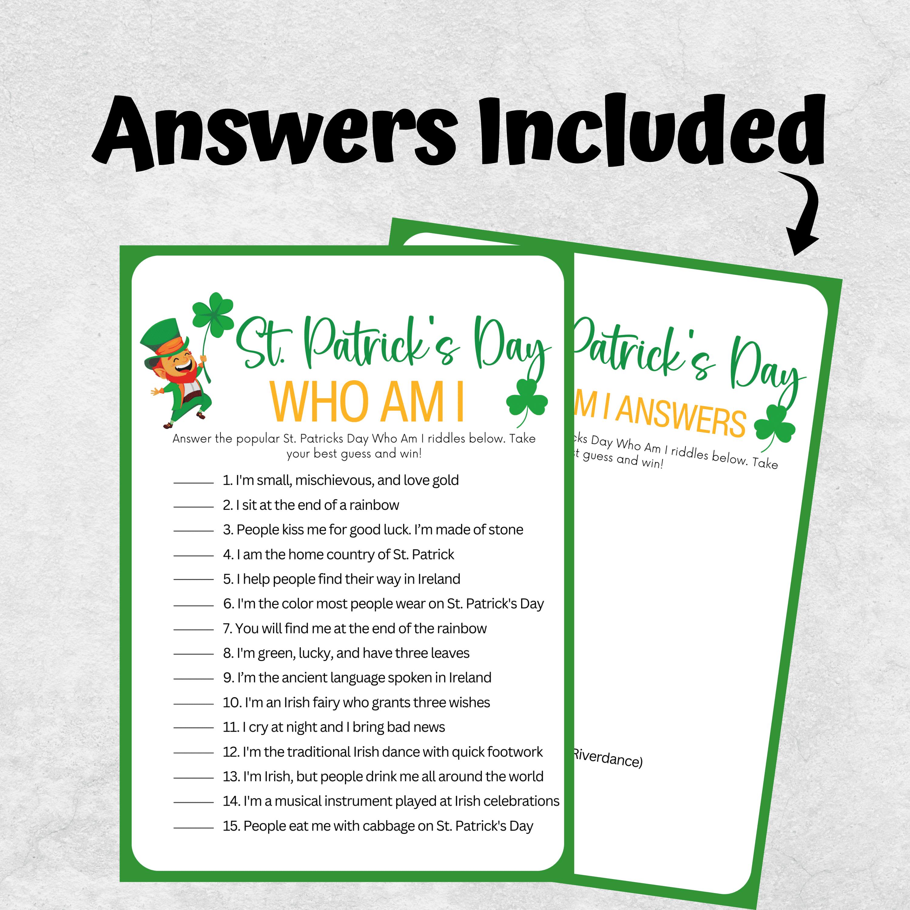 St Patricks Day Trivia, St Patricks Day Who Am I Riddles, St. Patrick's ...