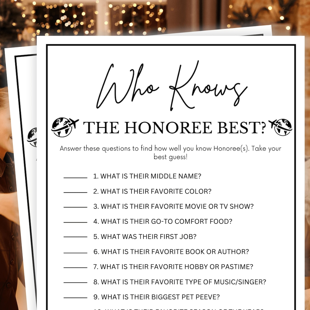 Who Knows the Honoree Best Questions Game, Birthday Games, Bible Study ...