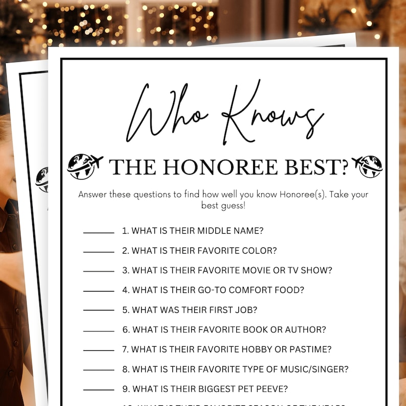 Who Knows the Honoree Best Questions Game, Birthday Games, Bible Study ...