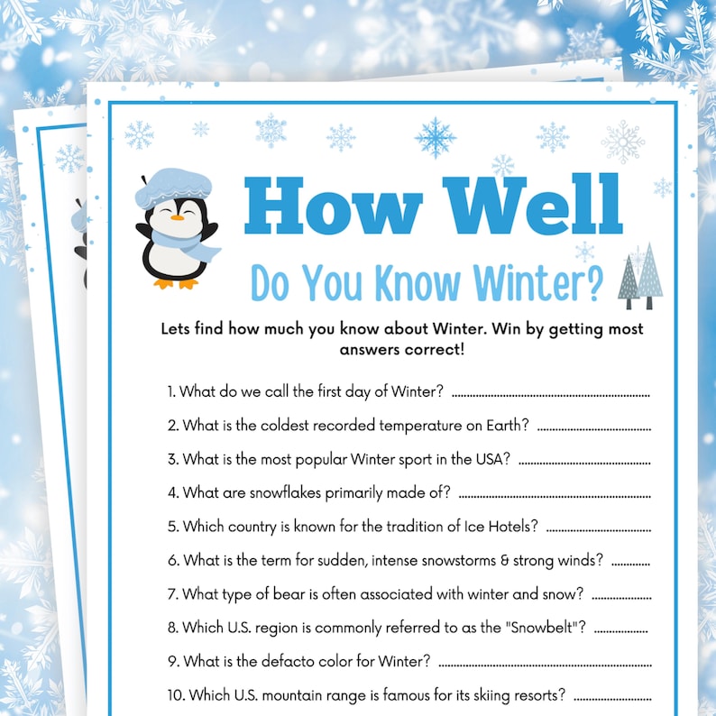 Winter Trivia, How Well Do You Know Winter, Winter Games, Winter Party ...