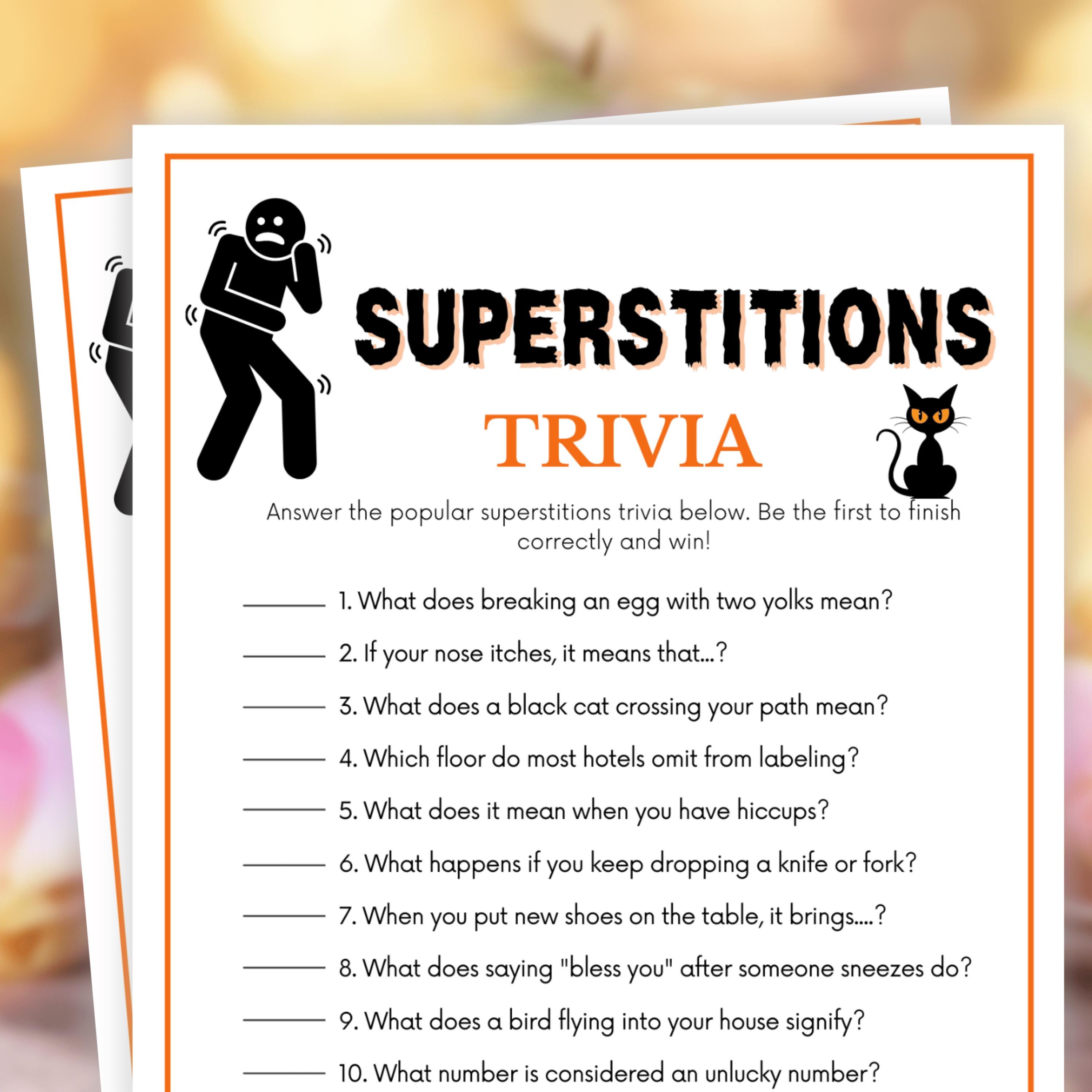 Superstitions Trivia, Halloween Games, Slumber Party Games, Brunch ...