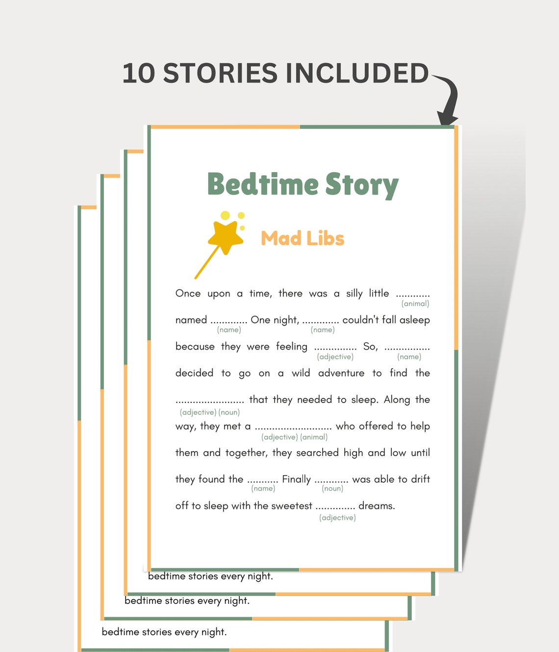 Madlibs for Kids, Printable Madlibs Bundle, Bedtime Story for Kids ...