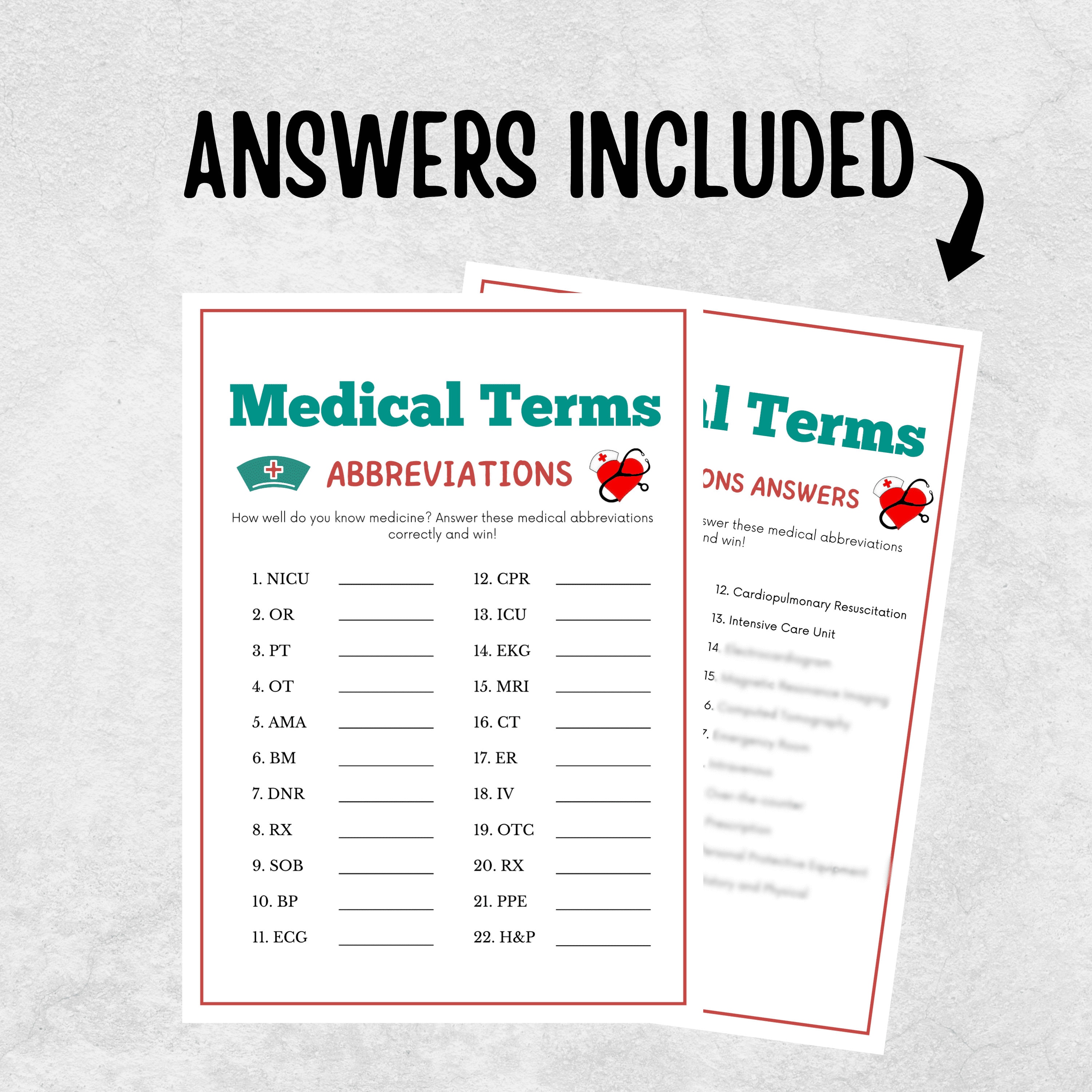 Nurse Games, Medical Abbreviations, Nurse Party Games, Nurse Graduation ...