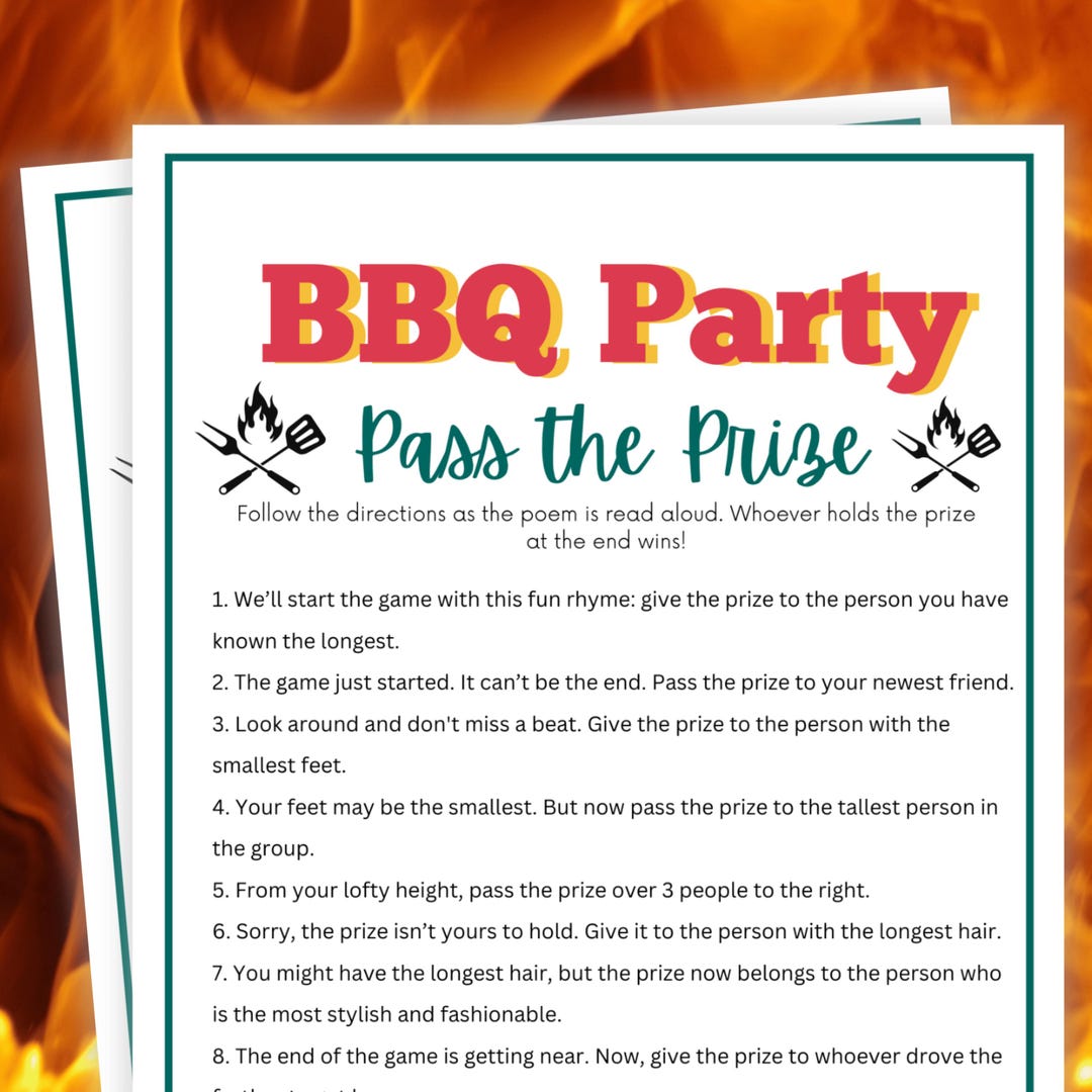 BBQ Party Pass the Prize, BBQ Party Games, BBQ Games, Barbecue Party ...