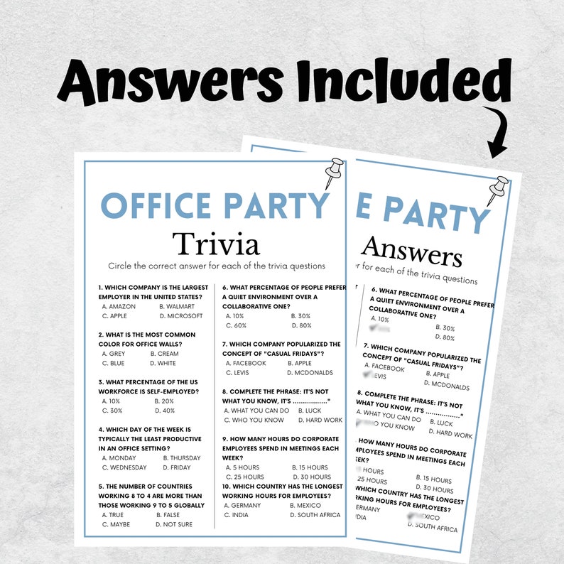 Office Party Trivia, Office Games, Office Party Games, Office Team ...