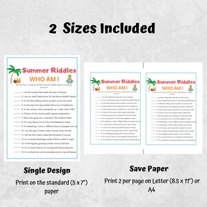 Summer Who Am I Riddles, Summer Games, Summer Games for Kids ...