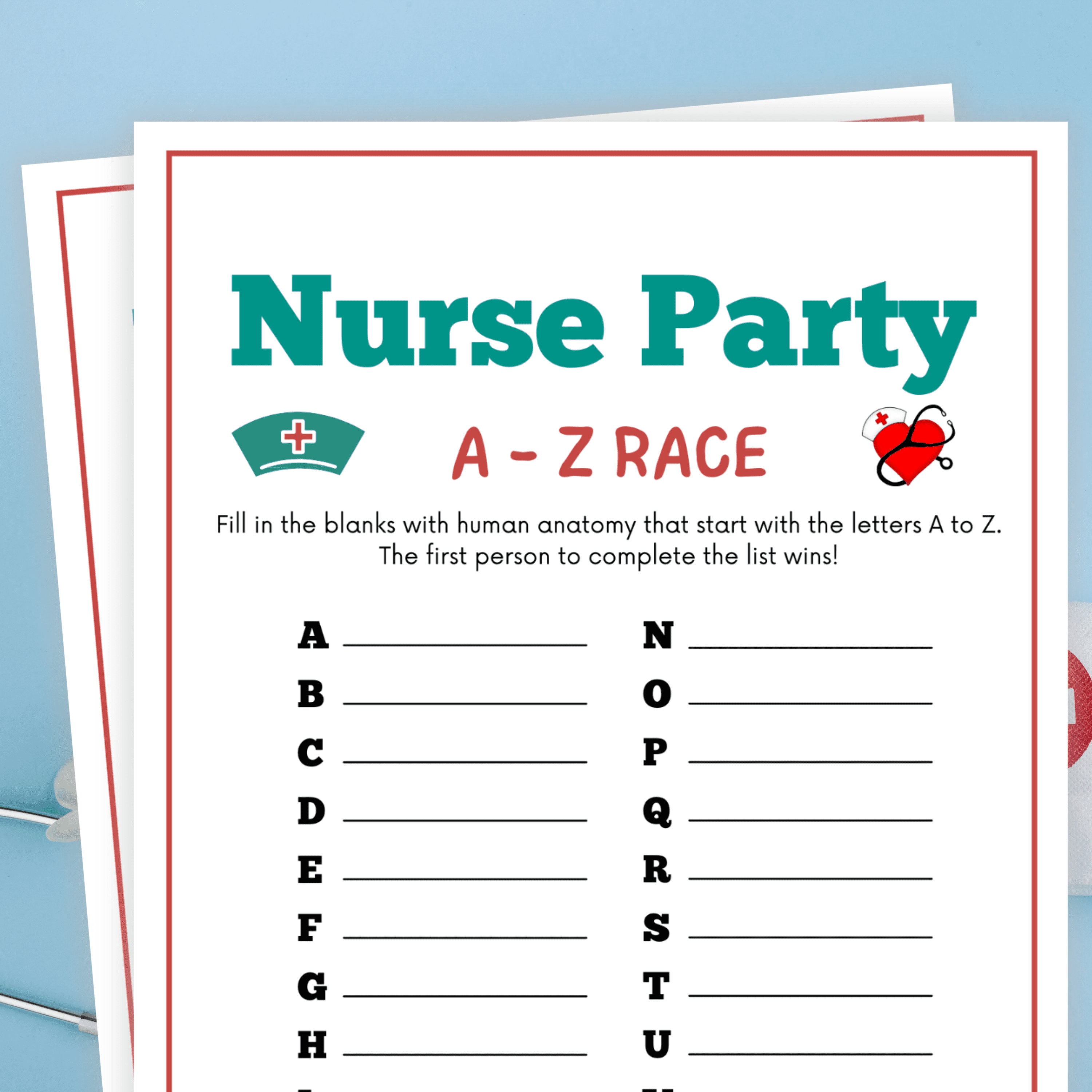 Nurse Games, A to Z Race, Nurse Party Games, Nurse Graduation, Nurse ...